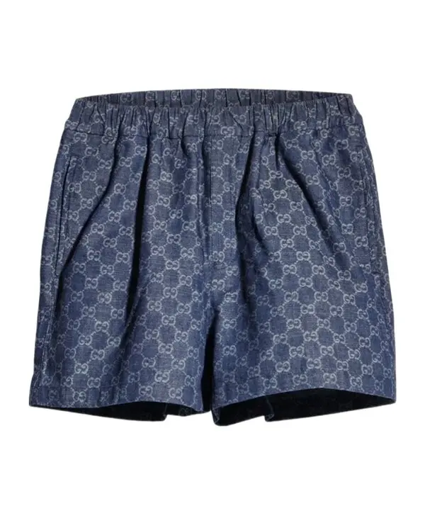 Gucci Gg Cotton Denim Jacquard Shorts