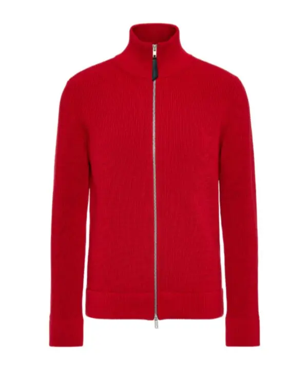 MAISON MARGIELA Ribbed Zip-up Sweatshirt - Red