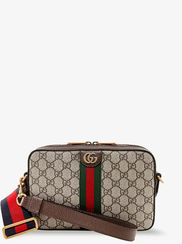 Gucci Ophidia Gg Supreme Fabric And Leather Crossbody Bag - Beige