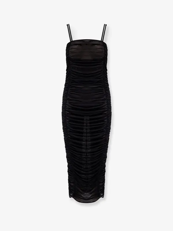 ACTUALEE Nylon Draped Dress With Adjustable Straps