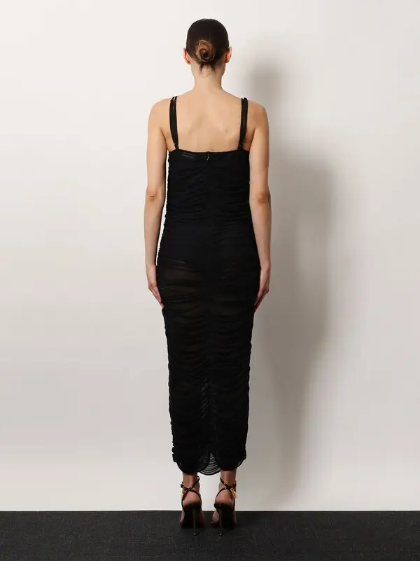 ACTUALEE Nylon Draped Dress With Adjustable Straps