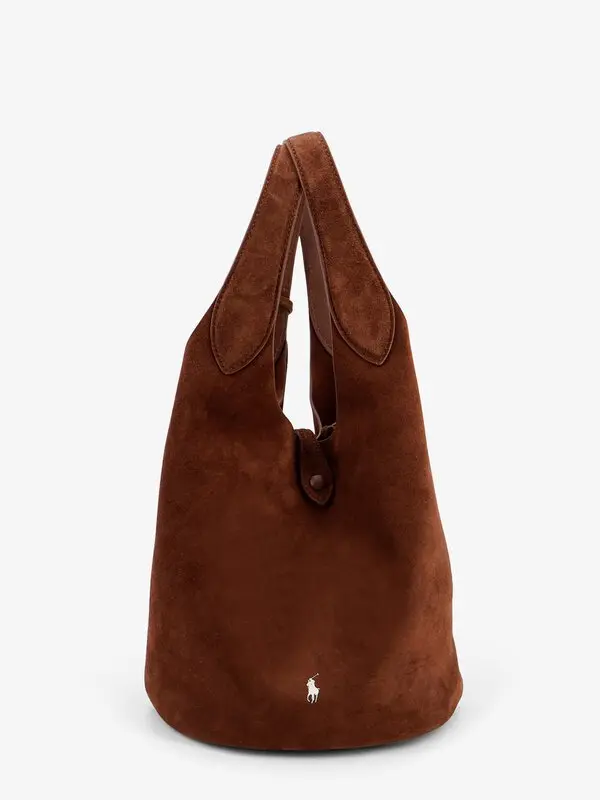 Polo Ralph Lauren Play Suede Shoulder Bag With Contrasting Logo - Brown