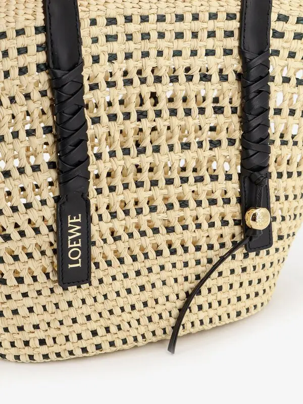 Loewe Braid Raffia And Leather Shoulder Bag