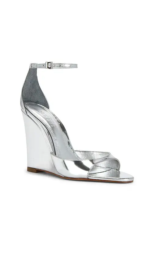 Schutz Scarlett Wedge Sandal In Metallic Silver