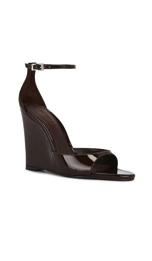 Schutz Scarlett Wedge Sandal In Chocolate