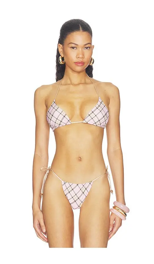 TIGER MIST Reversible Ave Bikini Top With Mesh Scarf In Multi
