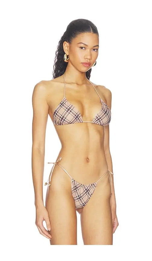 TIGER MIST Reversible Ave Bikini Top With Mesh Scarf In Multi