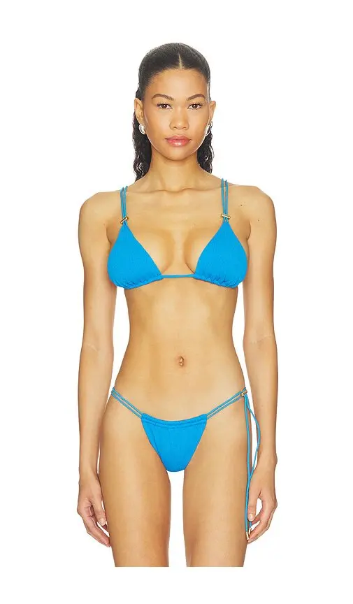VIX PAULA HERMANNY X Rosie Huntington-whiteley Swimwear Pixie Triangle Bikini Top - Blue