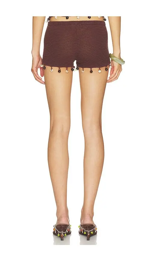 RUNAWAY THE LABEL Bailee Mini Knit Shorts In Chocolate