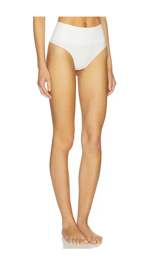 Spanx Shape Extraordinary Cotton Thong In Cream