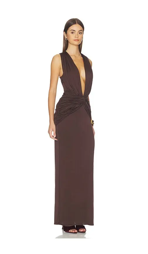 Shona Joy Sleeveless Plunge Maxi Dress - Ristretto