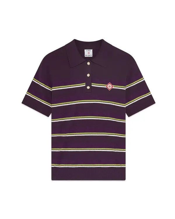 Casablanca Purple Stripe Short Sleeve Polo Shirt