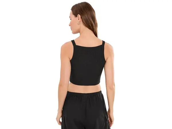 PUMA Essentials Ribbed Cropped Tank Top Clothing - Black