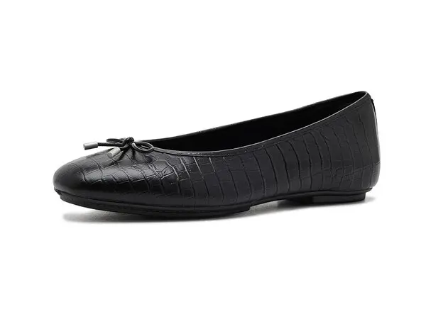Fitflop Delicato Crocodile Embossed Ballerina Flats - Black