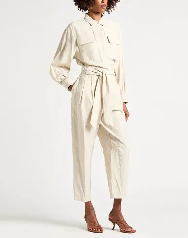 MOORER Jumpsuit Cream Size Viscose, Linen
