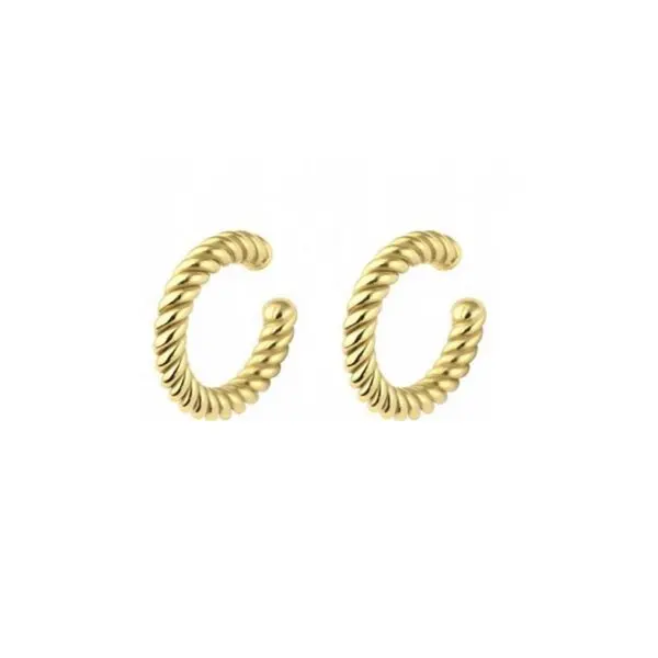 SPERO LONDON Twisted Sterling Silver Ear Cuff No Piercing Pair - Gold