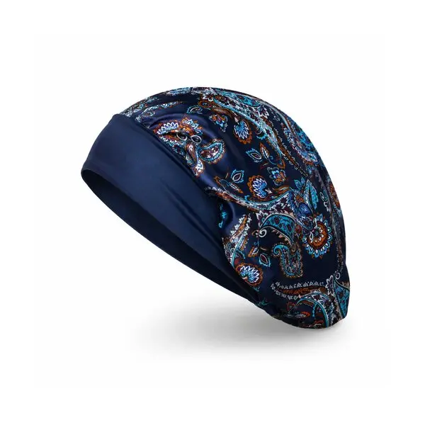 OH!ZUZA NIGHT&DAY Paisley Print Silk Satin Sleep Bonnet - Blue