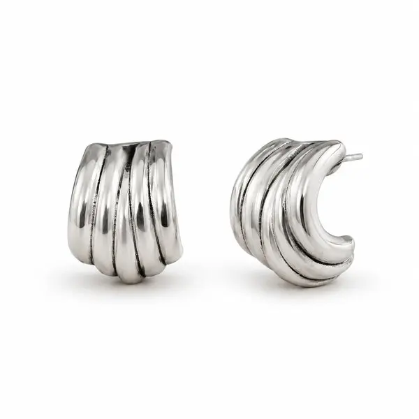 GOLD & HONEY Ribbed Dome Half Hoop Earrings