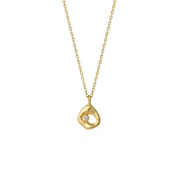 SPERO LONDON Dripping Molten Natural Textured Sterling Silver Authentic Pendant Necklace - Gold