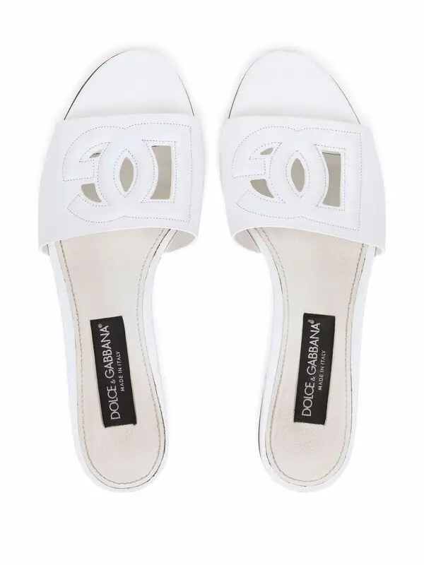Dolce & Gabbana Dg Logo Leather Flat Sandals