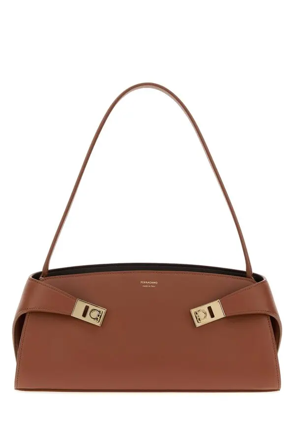 FERRAGAMO Caramel Leather Hug Shoulder Bag