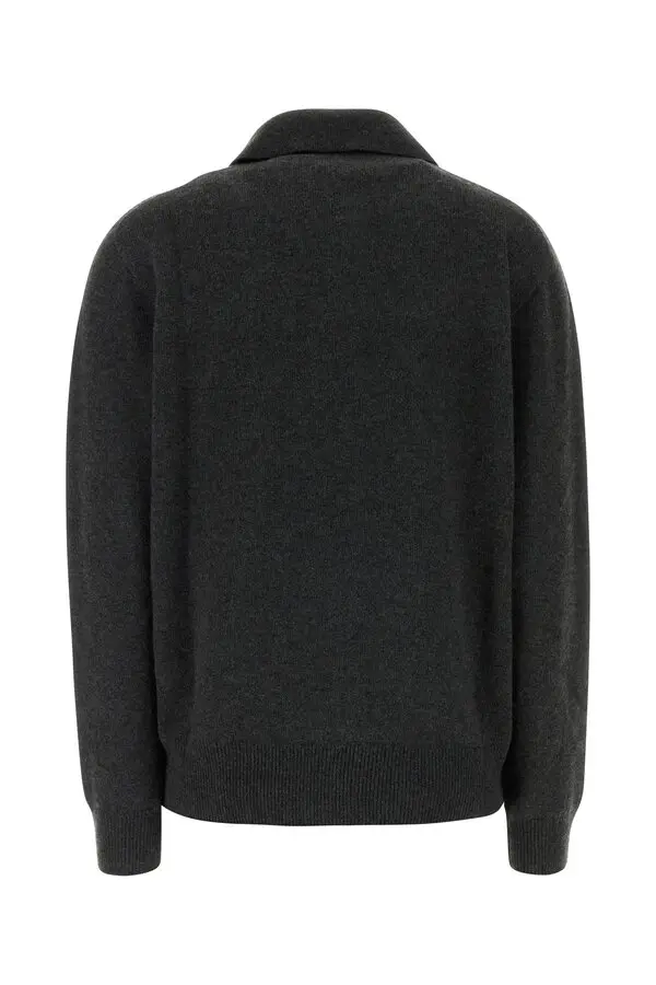 THE ROW Charcoal Cashmere Oashi Polo Shirt