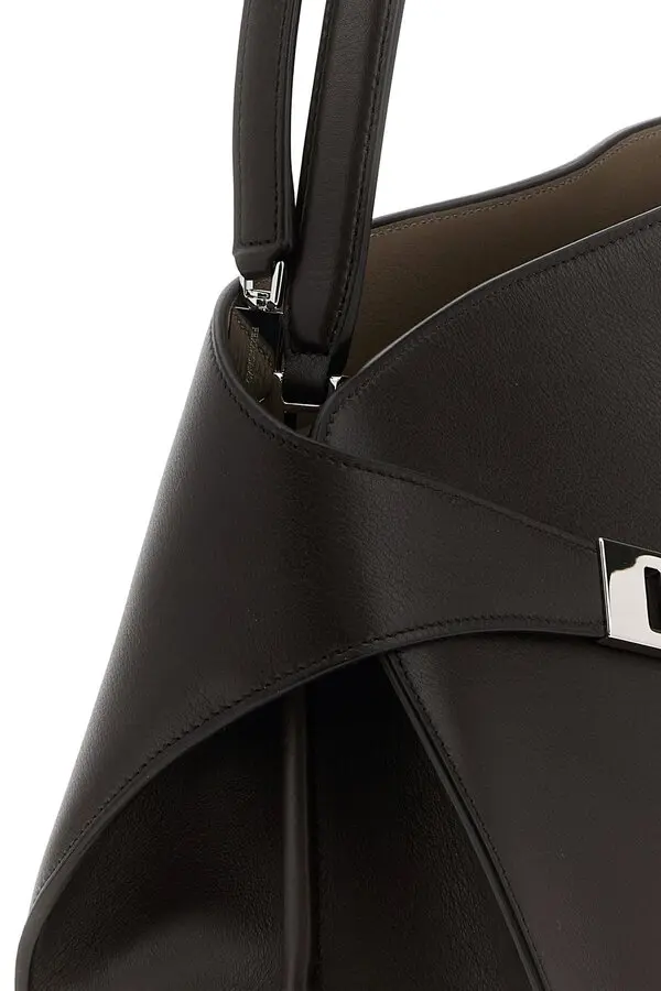 FERRAGAMO Dark Leather Medium Hug Soft Shoulder Bag