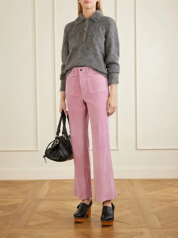 Chloé Suede Patch Pocket Straight-leg Trousers