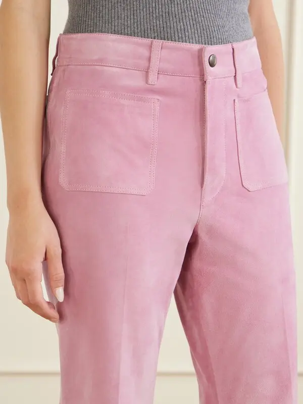 Chloé Suede Patch Pocket Straight-leg Trousers