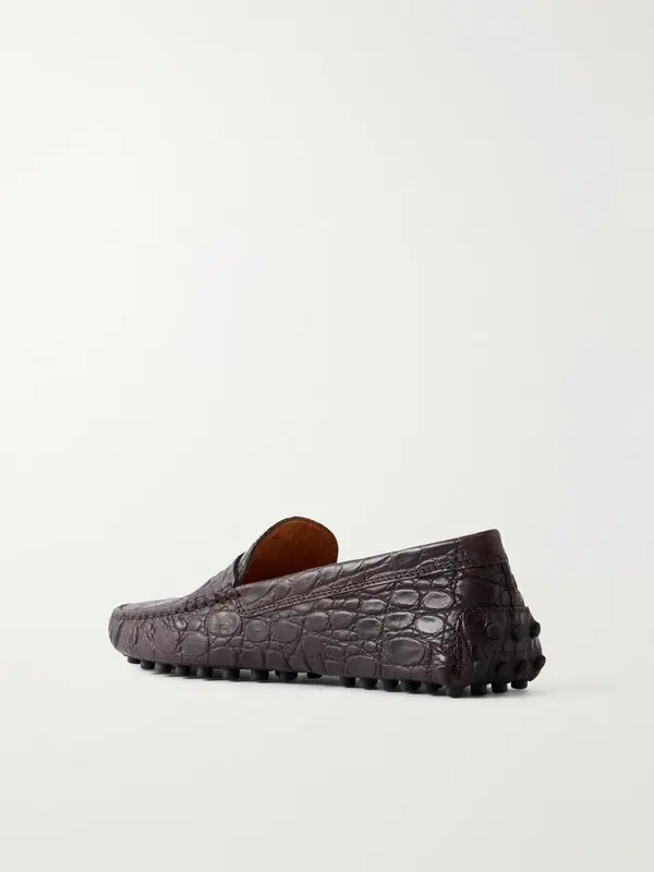 TOD'S Gommino Croc-effect Leather Loafers