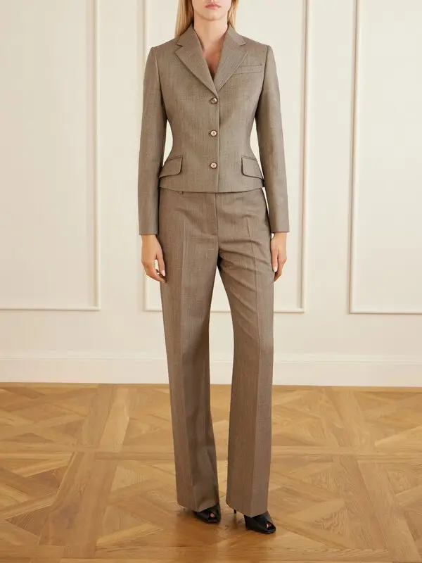 Alexander McQueen Pleated Wool-gabardine Straight-leg Trousers