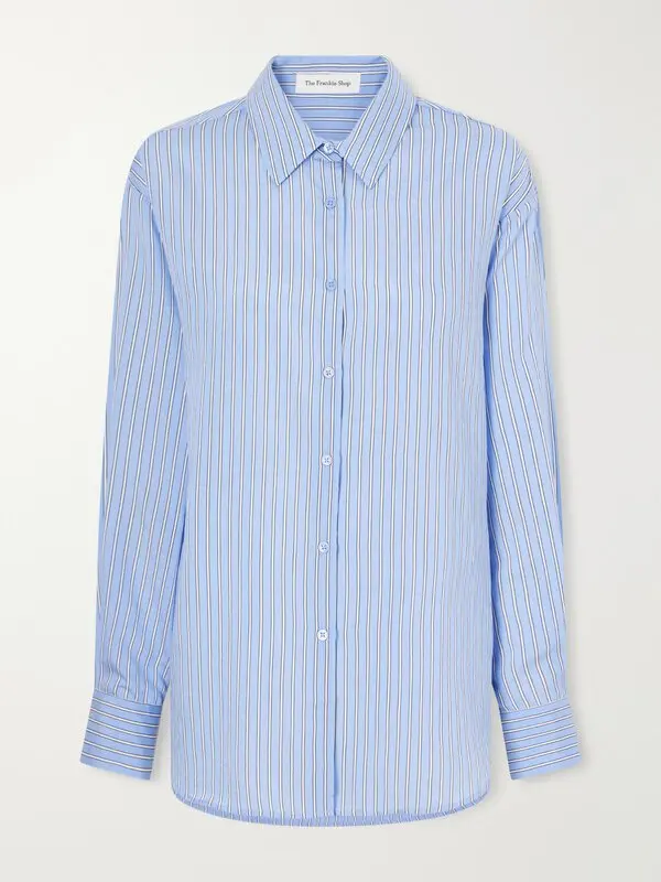 THE FRANKIE SHOP Peri Oversized Striped Shirt - Blue