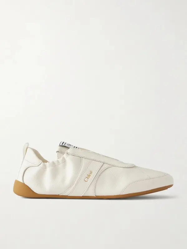 Chloé Kick Textured-leather Low-top Sneakers - Neutrals