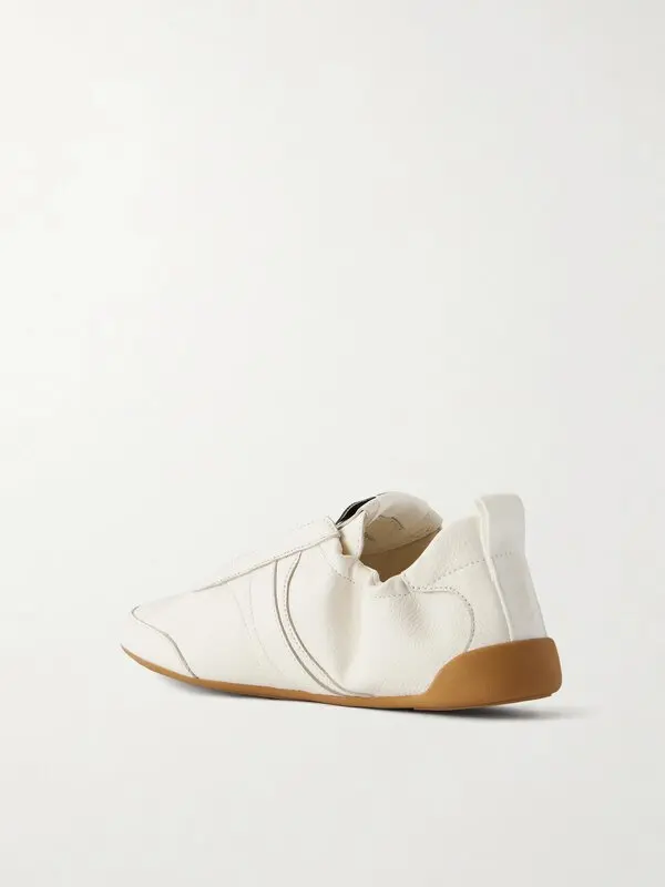 Chloé Kick Textured-leather Low-top Sneakers - Neutrals