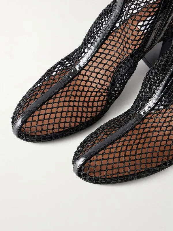 Alaïa Fishnet 55 Leather Ankle Boots