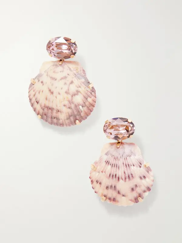 JENNIFER BEHR Kauai Seashell And Crystal Dangle Earrings - Pink