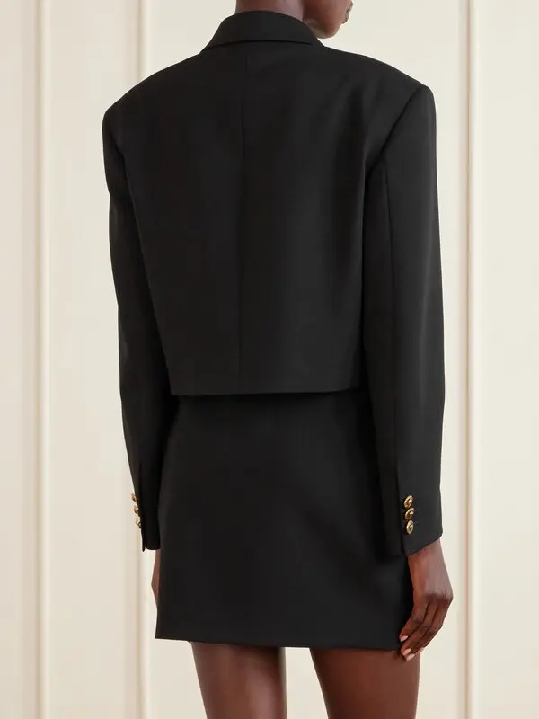 Versace Medusa Embellished Cropped Wool Jacket