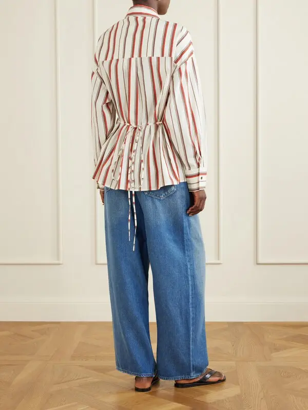 SIR. Alva Striped Cotton-poplin Shirt - Neutrals
