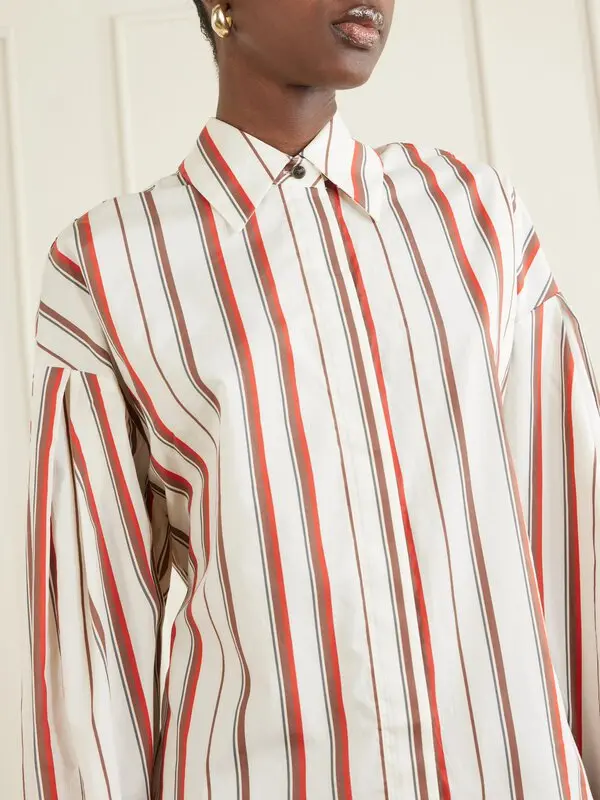 SIR. Alva Striped Cotton-poplin Shirt - Neutrals