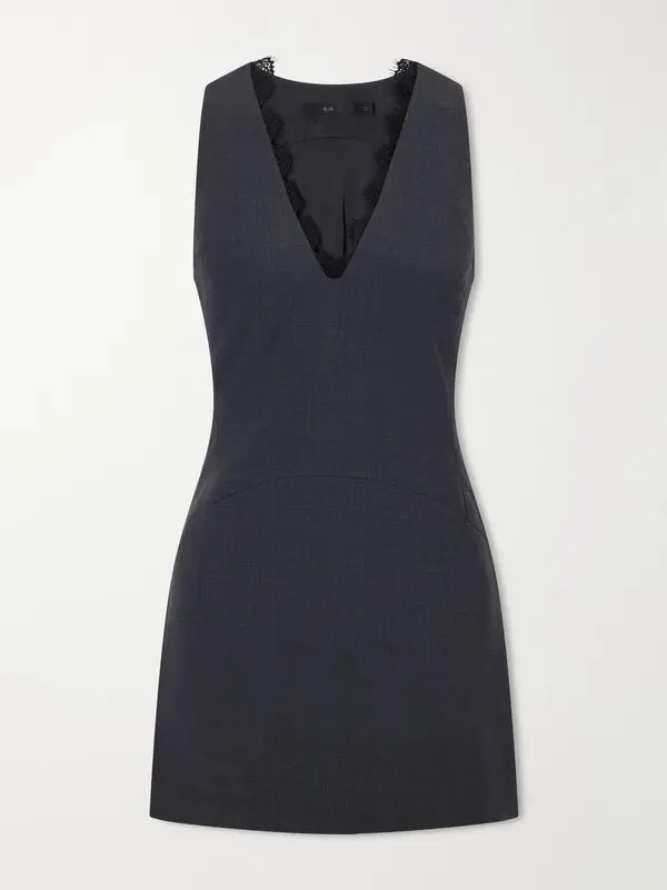 SIR. Mathias Lace-trimmed Wool-blend Mini Dress