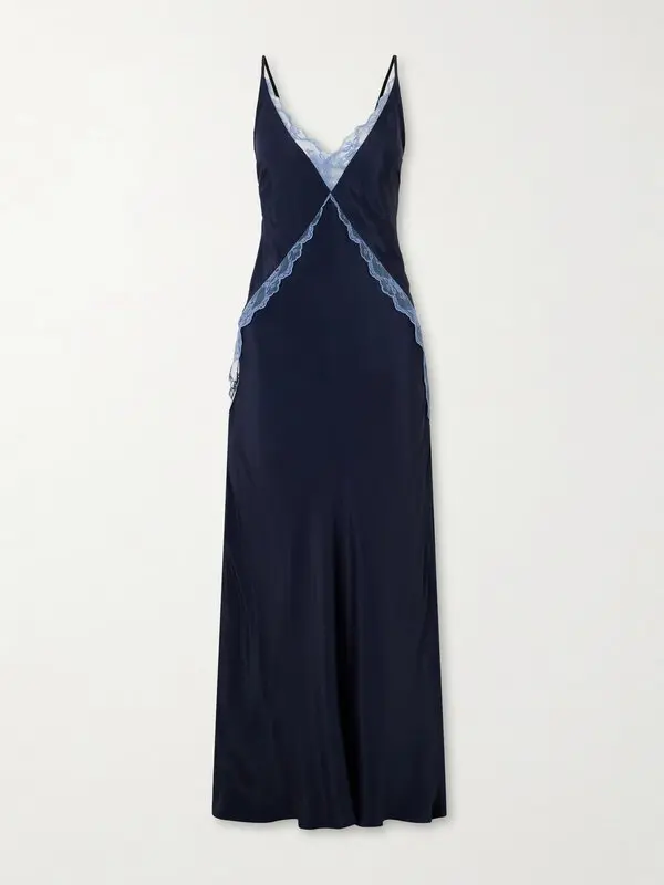 SIR. Elsie Lace-trimmed Crepe Gown - Blue