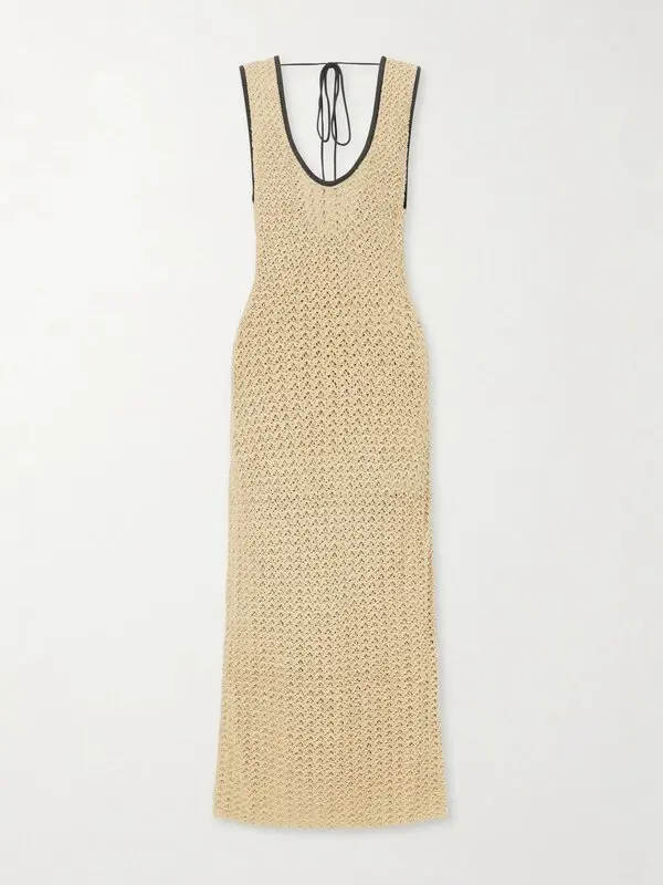 SIR. Ellinor Open-knit Cotton Midi Dress - Neutrals