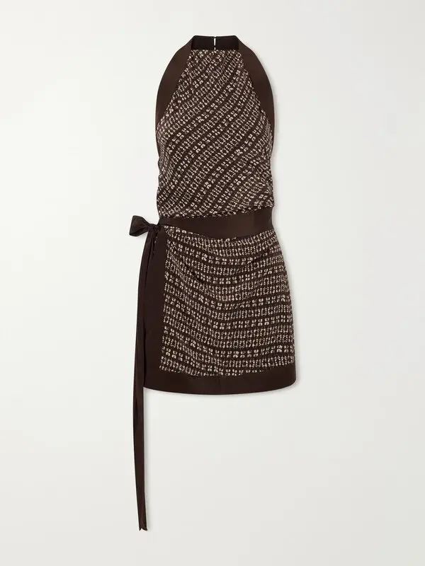 SIR. Astrid Open-back Printed Satin Mini Dress