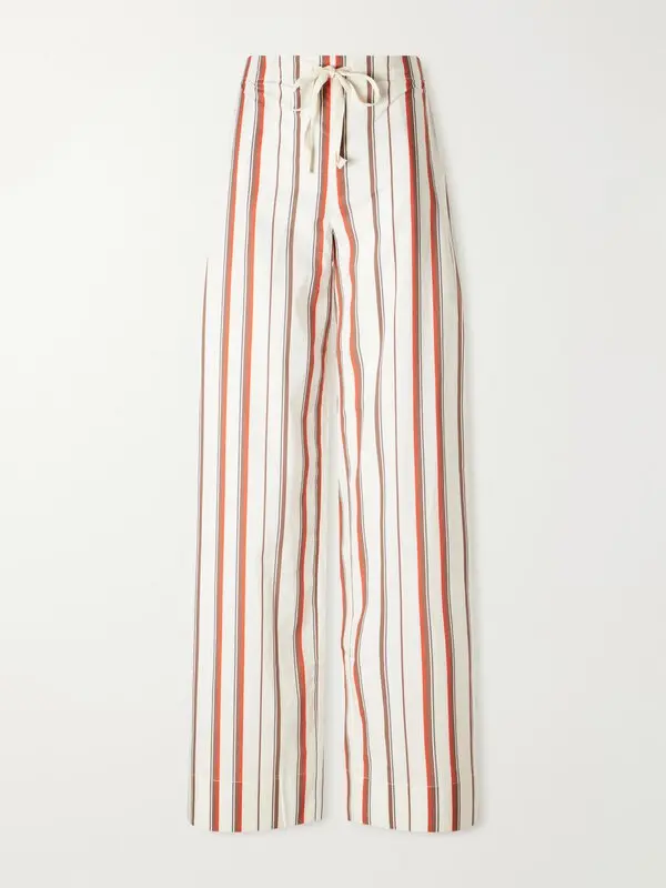 SIR. Alva Striped Cotton Wide-leg Pants - Red