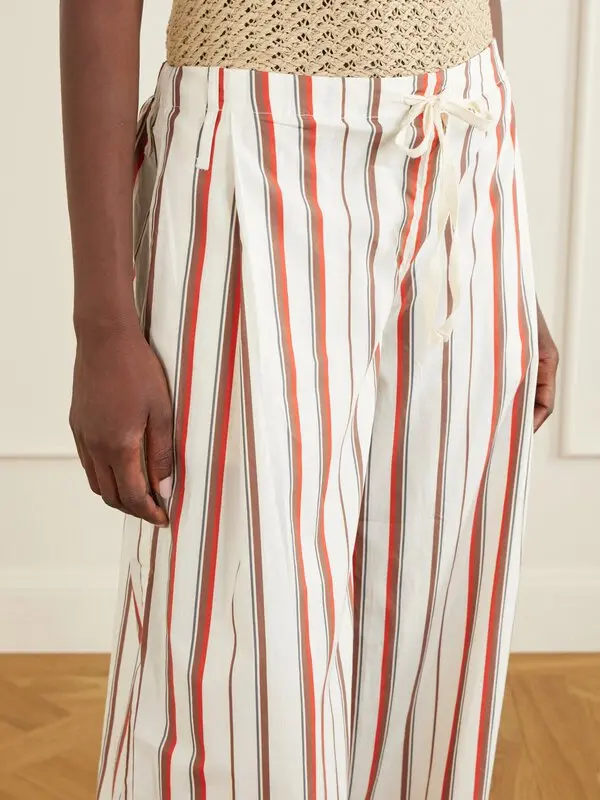SIR. Alva Striped Cotton Wide-leg Pants - Red