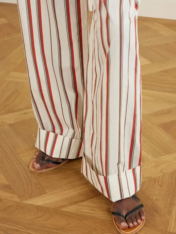 SIR. Alva Striped Cotton Wide-leg Pants - Red