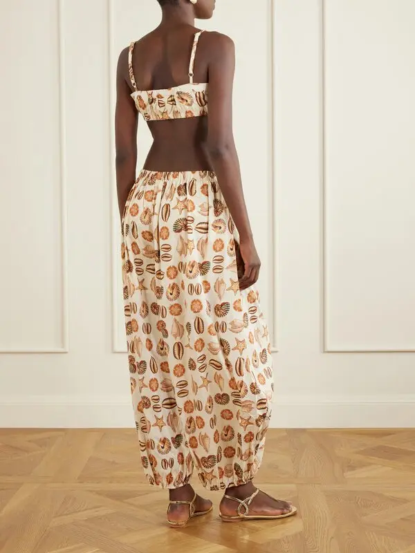 Farm Rio Embellished Printed Cropped Top