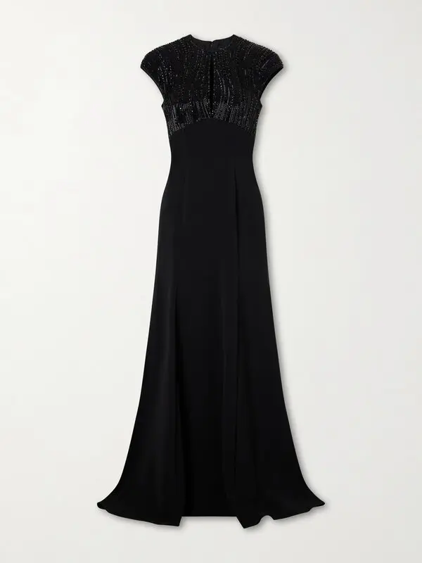 Jenny Packham Embellished Georgette-crepe Gown