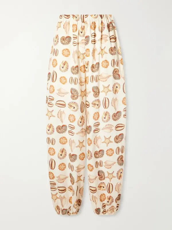 Farm Rio Printed Cotton Balloon Pants - Neutrals