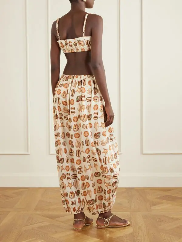 Farm Rio Printed Cotton Balloon Pants - Neutrals